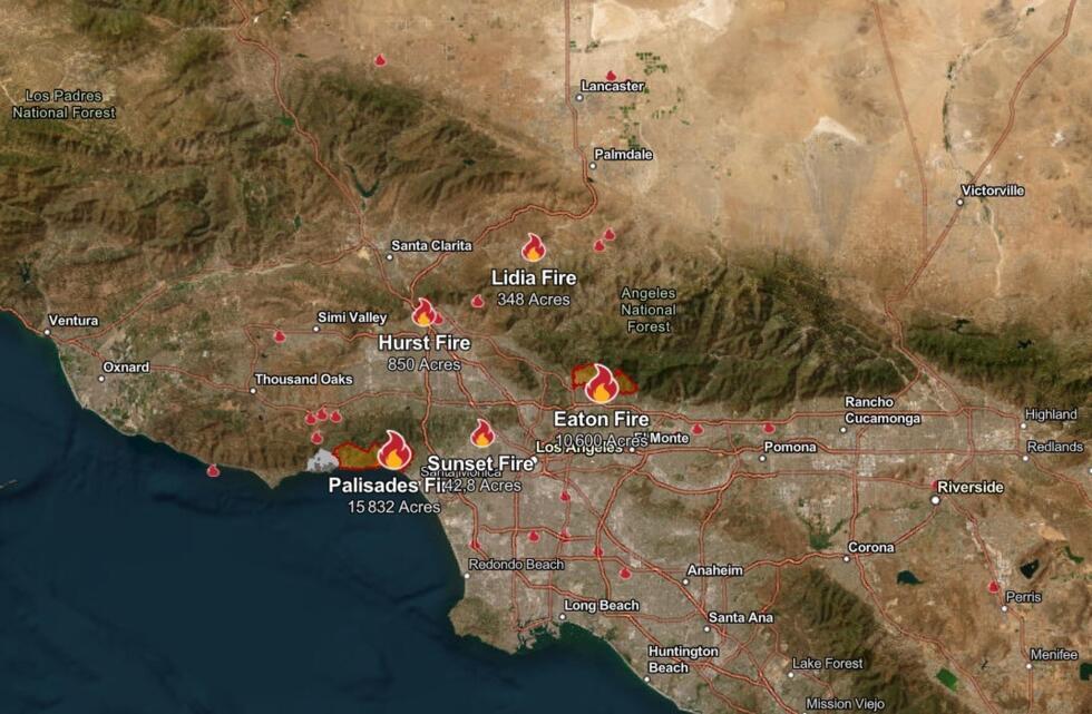 Incendies en Californie: Los Angeles cernée par les flammes, le centre ...