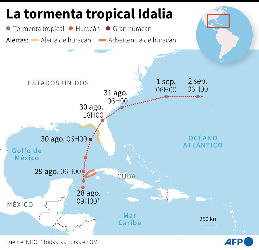 La tormenta tropical Idalia se intensifica rumbo a Florida