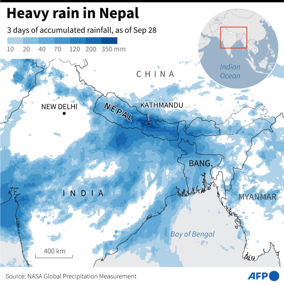 Nepal surveys flood wreckage as death toll reaches 209