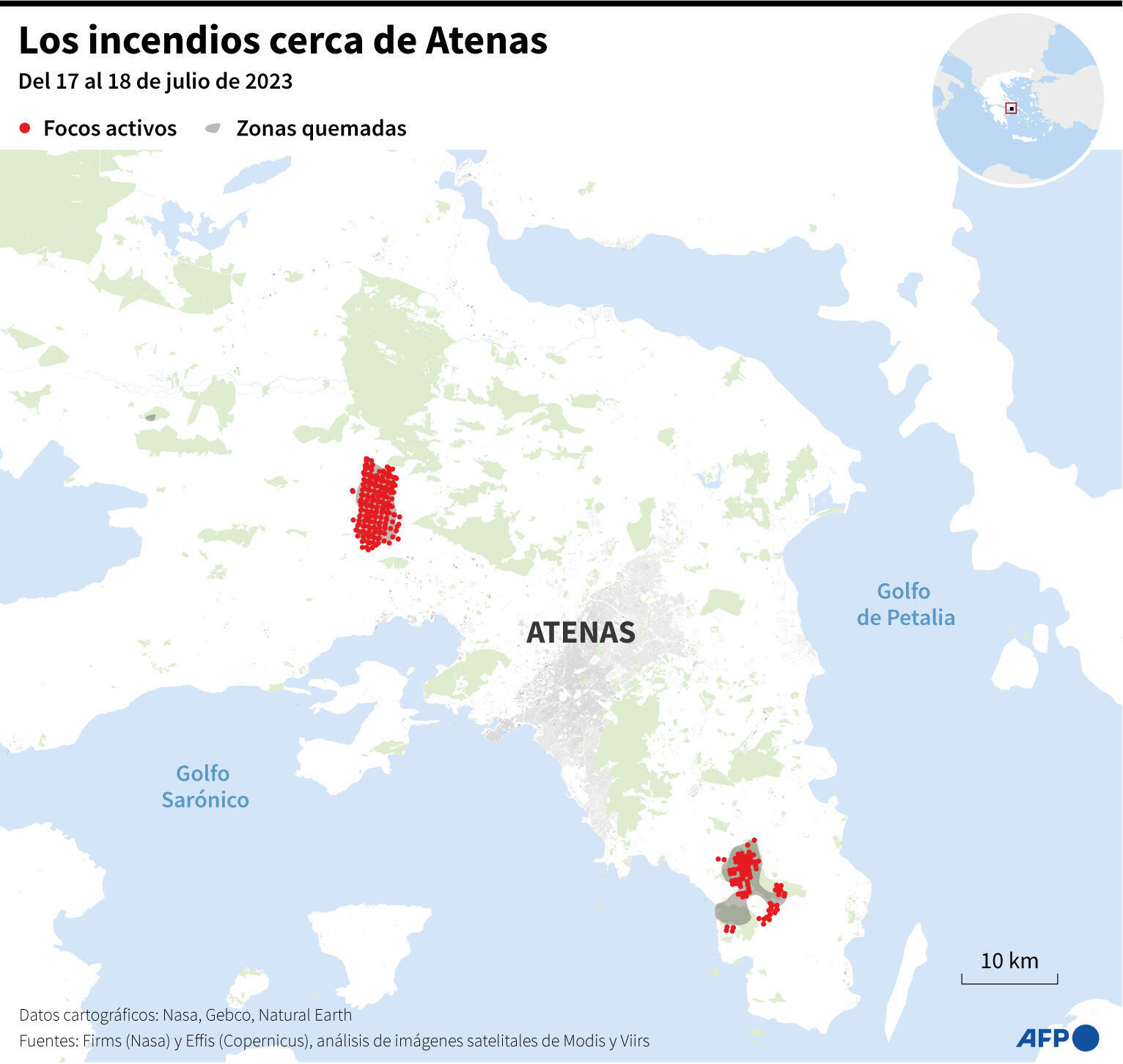 Los bomberos siguen luchando contra los incendios cerca de Atenas