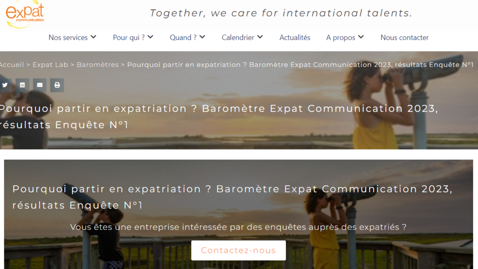 Première enquête 2023 du Baromètre d'Expat Communication - Vivre ailleurs