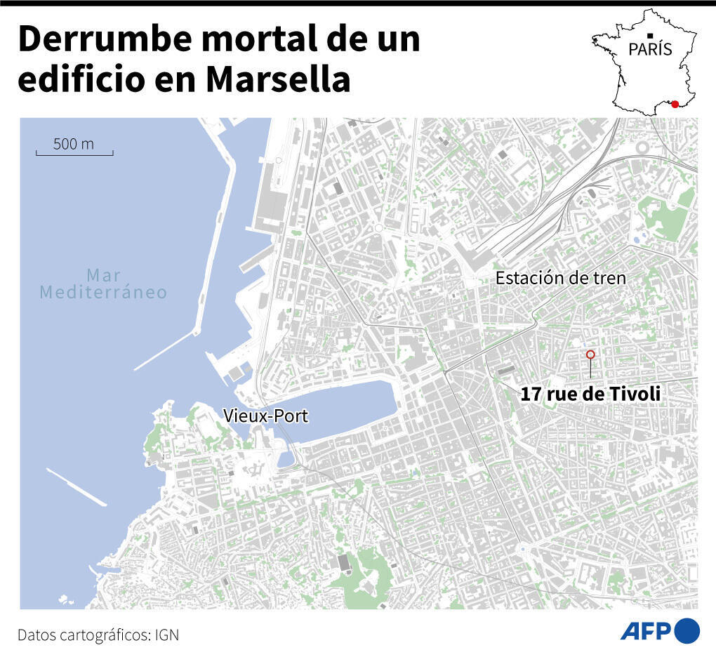 Sube a seis el balance de muertos por derrumbe de edificio en Marsella