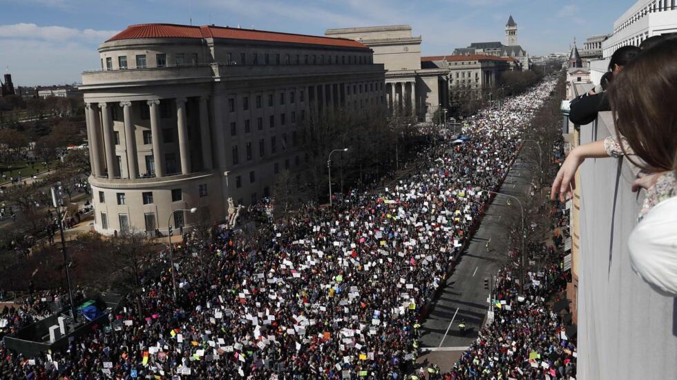 'Never Again': student-led US gun protests draw huge crowds