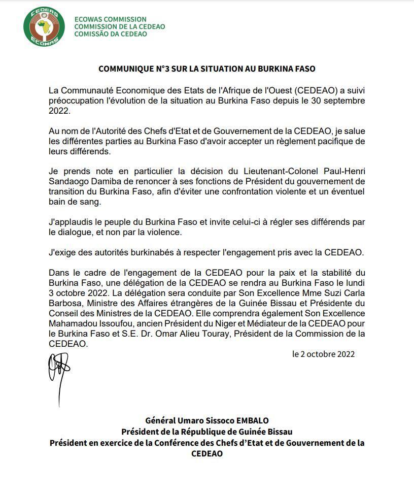 Coup d'État au Burkina: retour sur une journée tendue marquée par la démission de Damiba