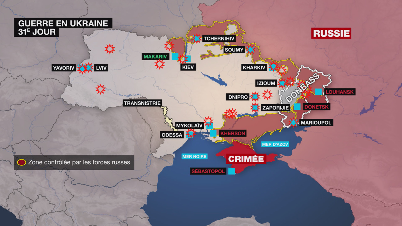 Cartes de l'avancée des troupes russes et des bombardements en Ukraine ...