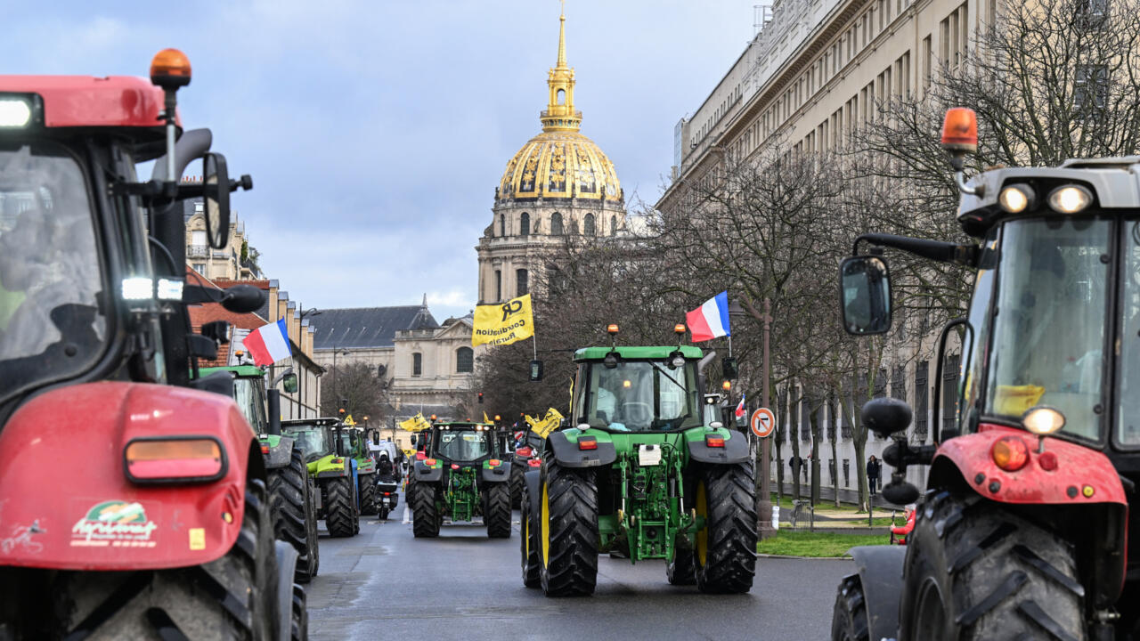 French farmers stage tractor protests in Paris on eve of Agriculture ...