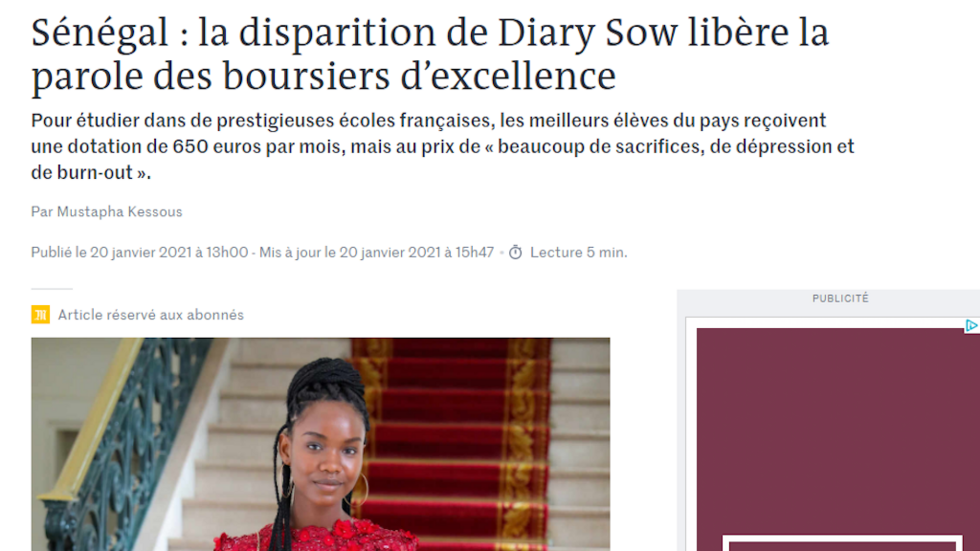 Sénégal: la disparition de Diary Sow libère la parole des boursiers d ...