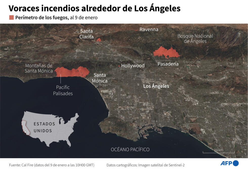 Voraces incendios en Los Ángeles amenazan a Hollywood