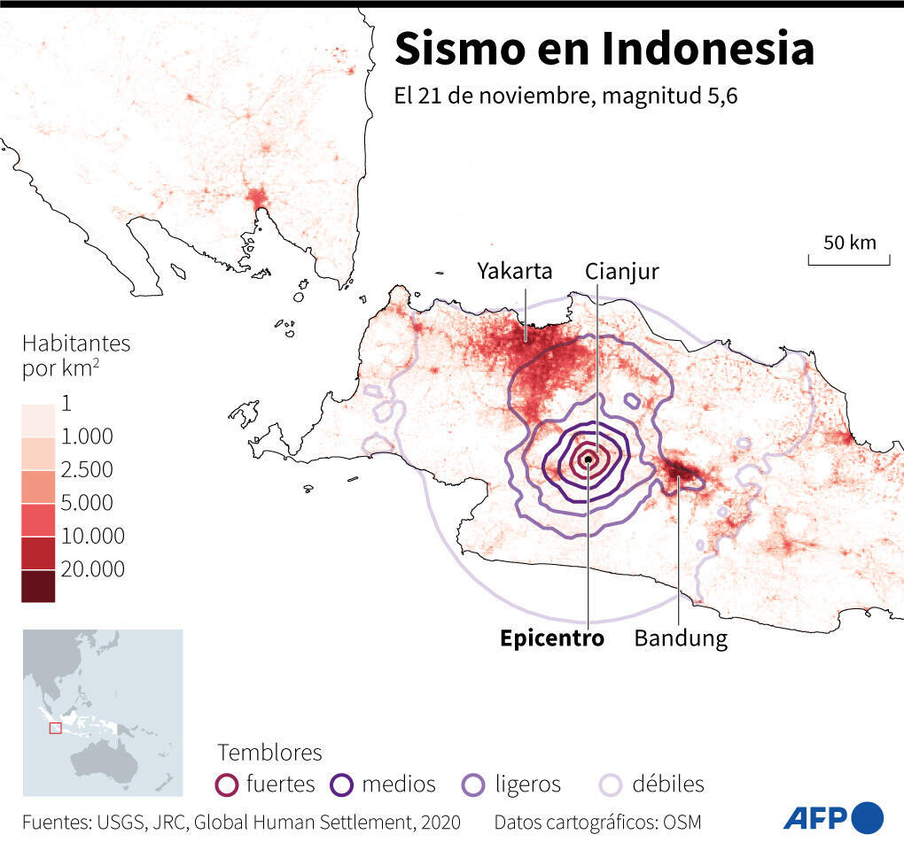 El balance del sismo en Indonesia sube a 310 muertos