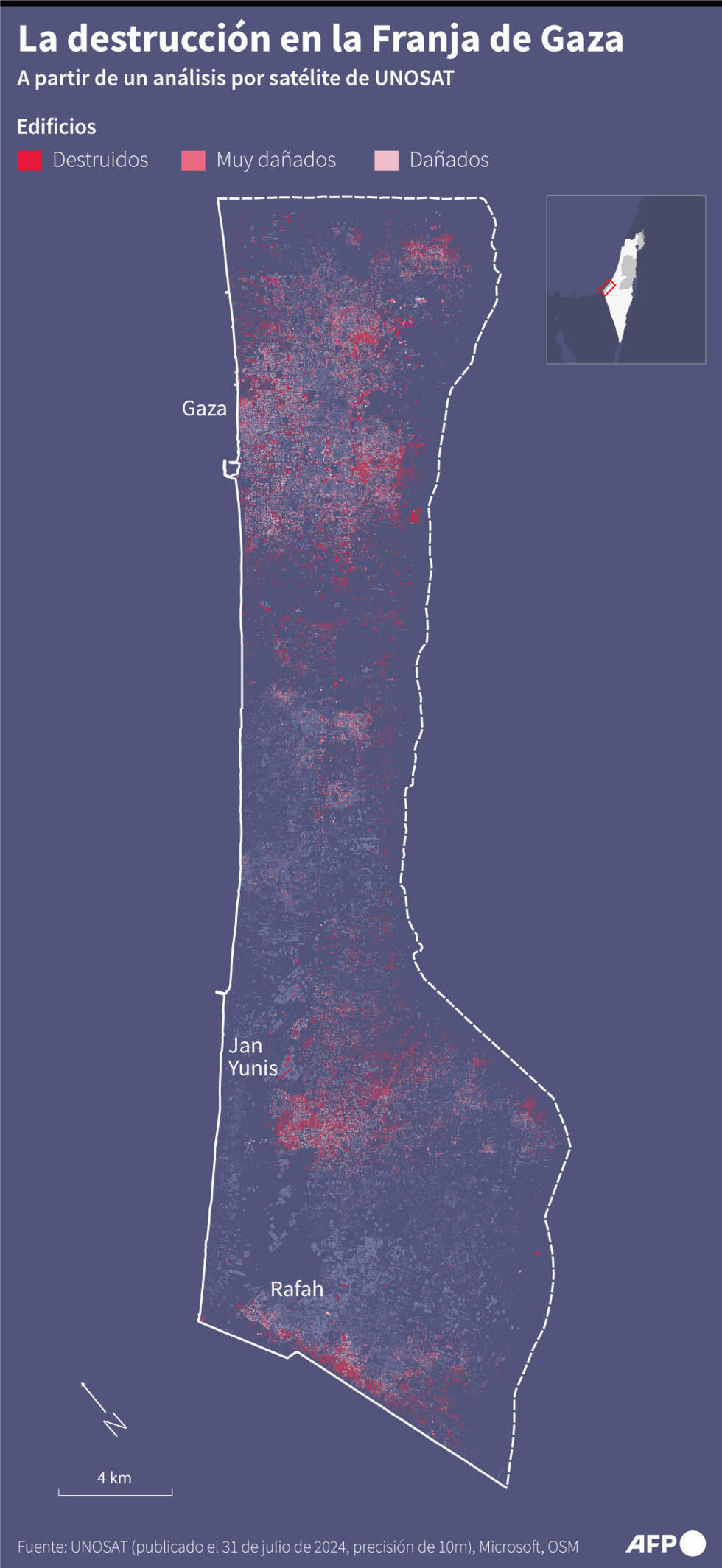 Casi el 60% de los edificios de Gaza están dañados o destruidos