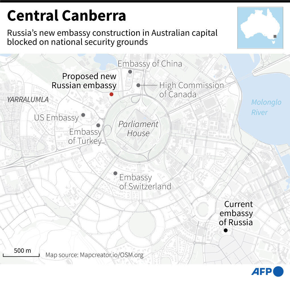 Australia blocks new Russian embassy near parliament