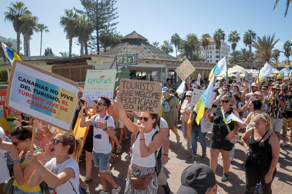 Thousands protest in Spain's Canary Islands against mass tourism
